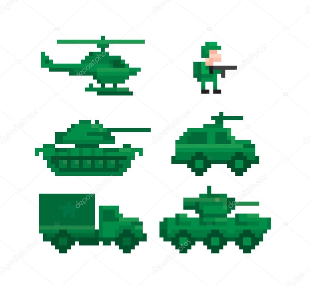 Vector de ejército de pixel — Vector de stock © YurikswO #108306008