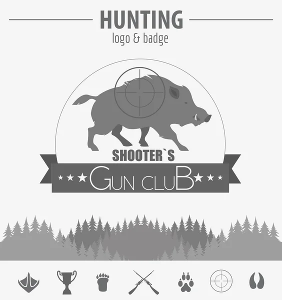 Hunting logo and badge template. Dog hunting, equipment. Flat d Stock ...