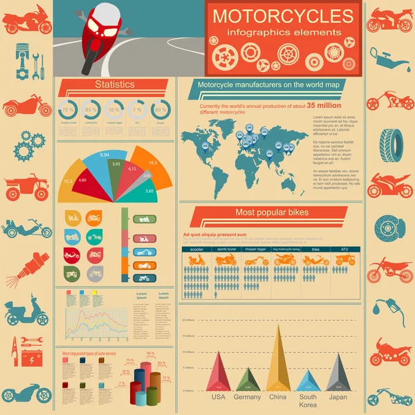 Set of motorcycles elements, transportation infographics Stock Vector ...