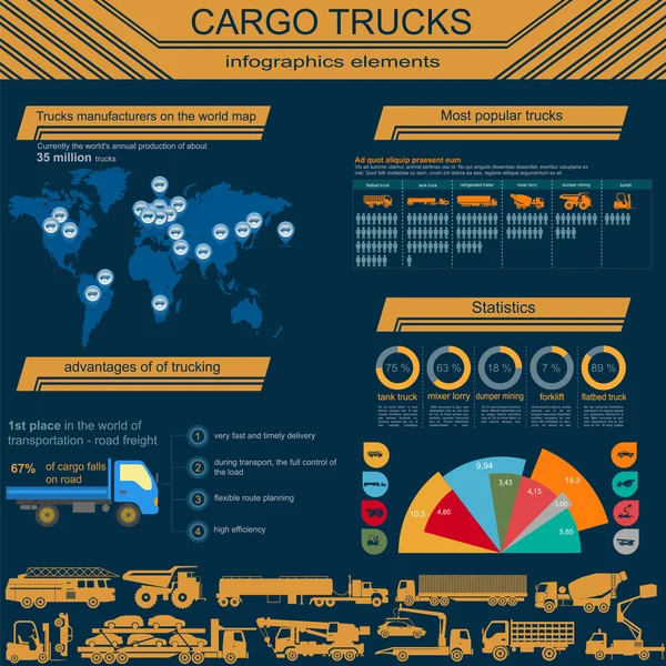 Cargo transportation infographics, trucks, lorry. Elements infog Stock ...