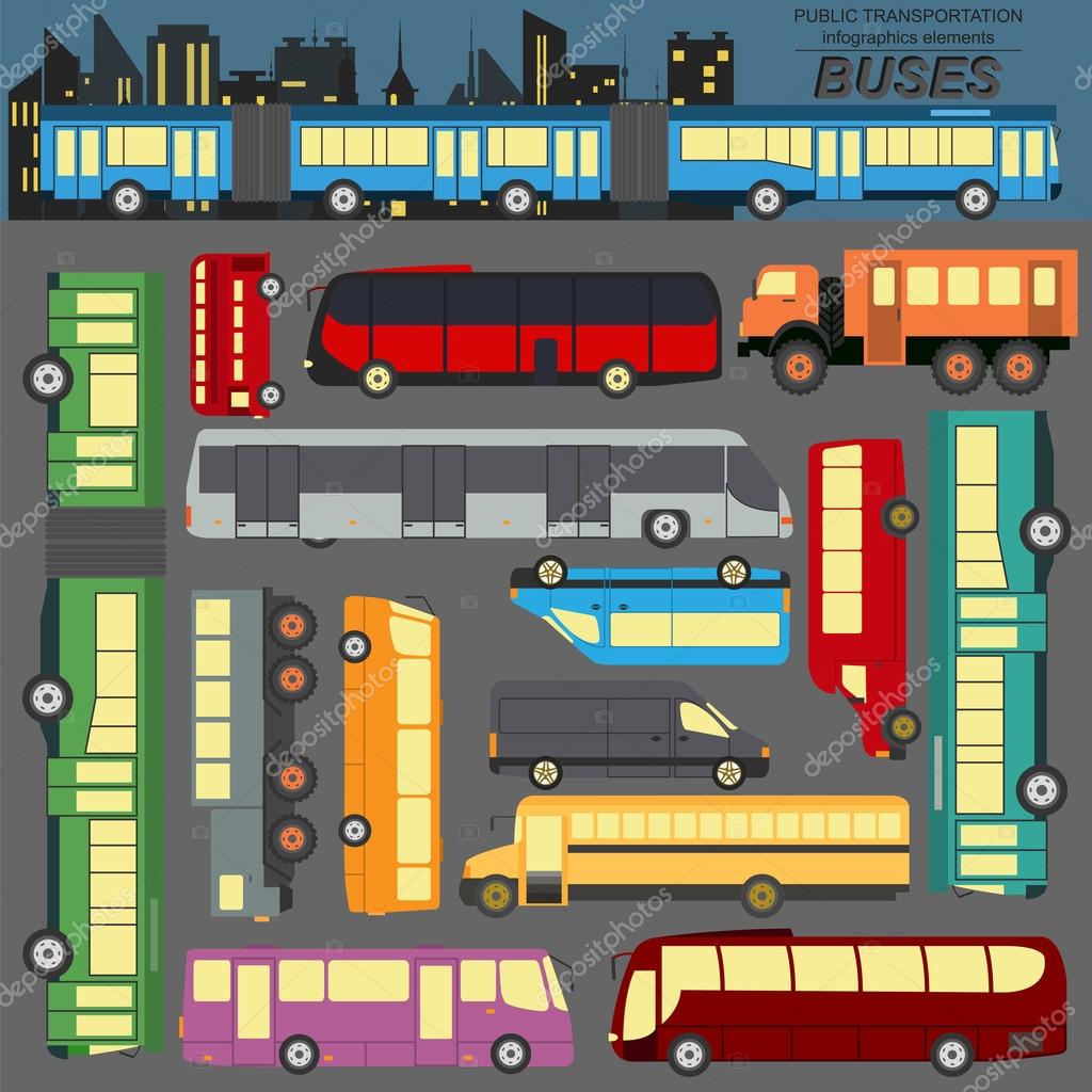 Public transportation, buses. Set elements infographics Stock Vector ...