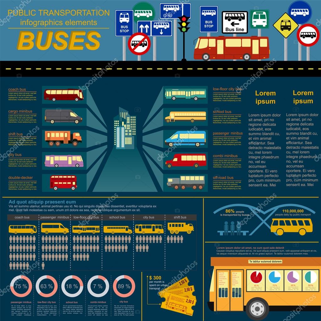 Public transportation ingographics. Buses Stock Vector by ©A7880S 52783281