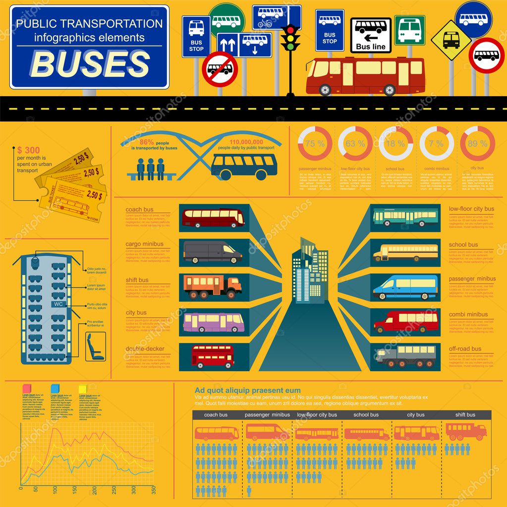 Public transportation ingographics. Buses Stock Vector by ©A7880S 52783517