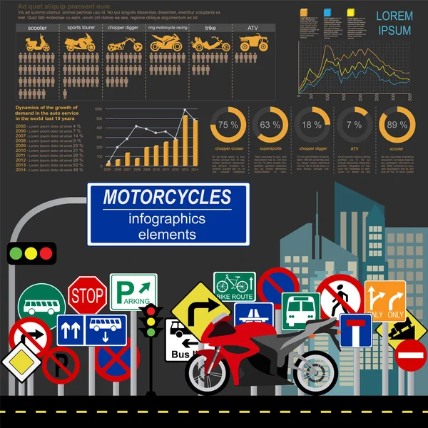 Set of motorcycles elements, transportation infographics Stock Vector ...