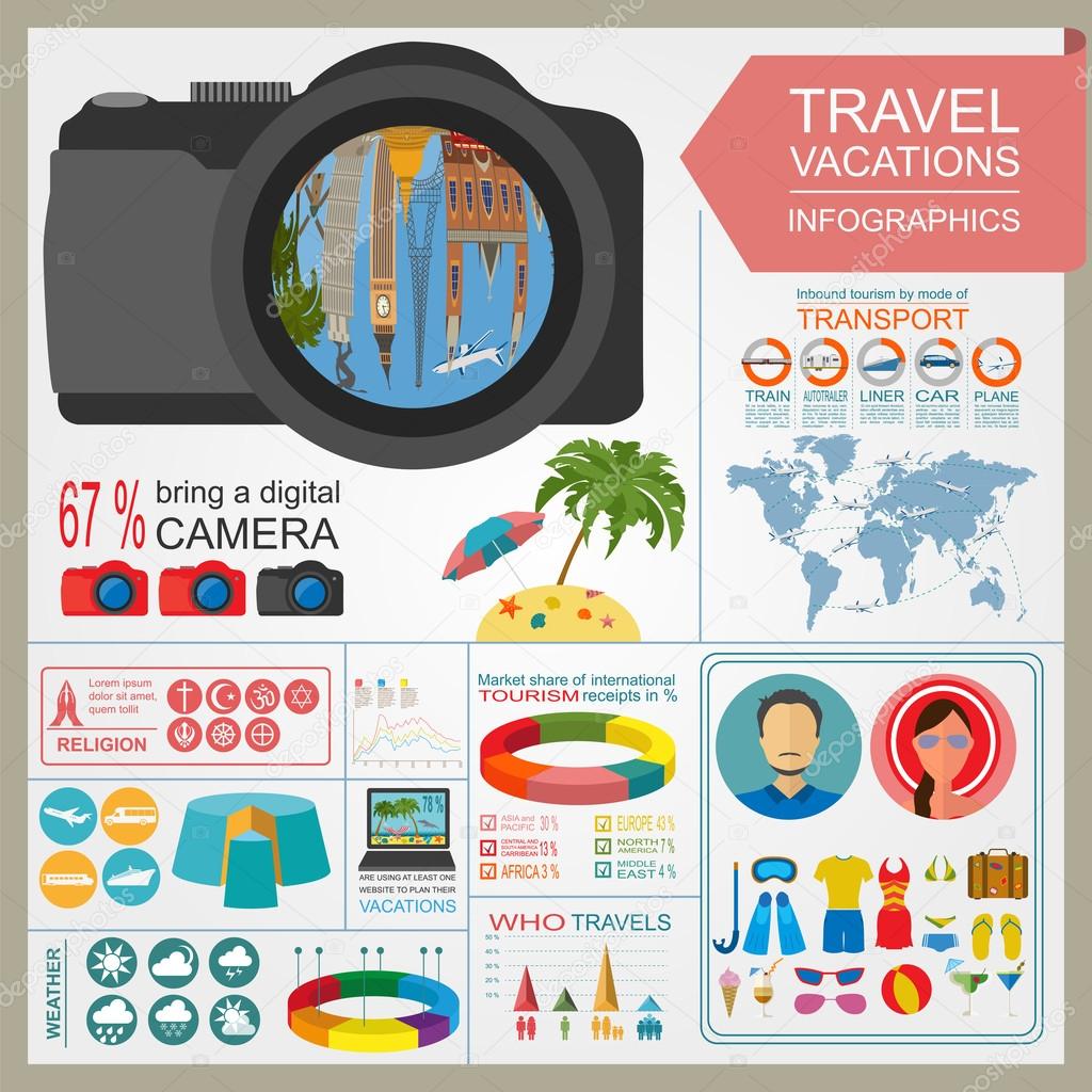 Travel. Vacations. Beach resort infographics. Elements for creat Stock ...