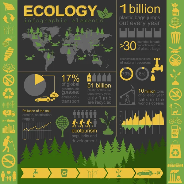 Set elements of ecological infographics for eco design with trees ...