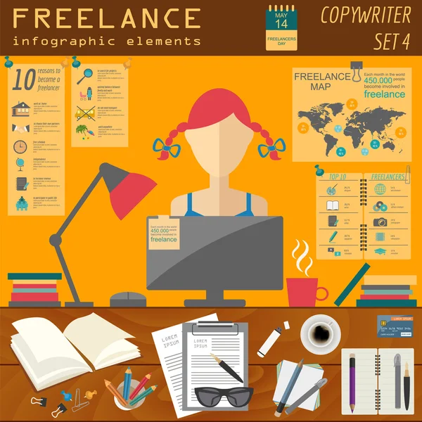 Freelance infographic template. Set elements for creating you ow Stock ...