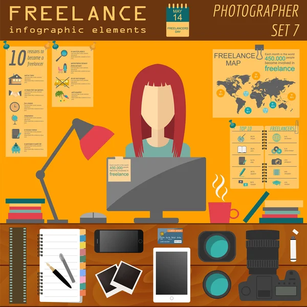 Freelance infographic template. Set elements for creating you ow Stock ...