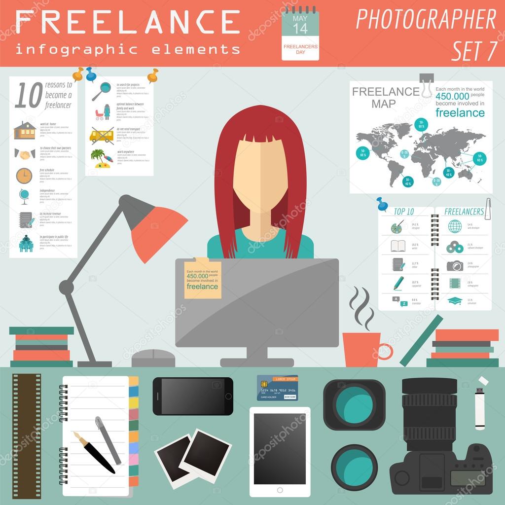 Freelance infographic template. Set elements for creating you ow Stock ...