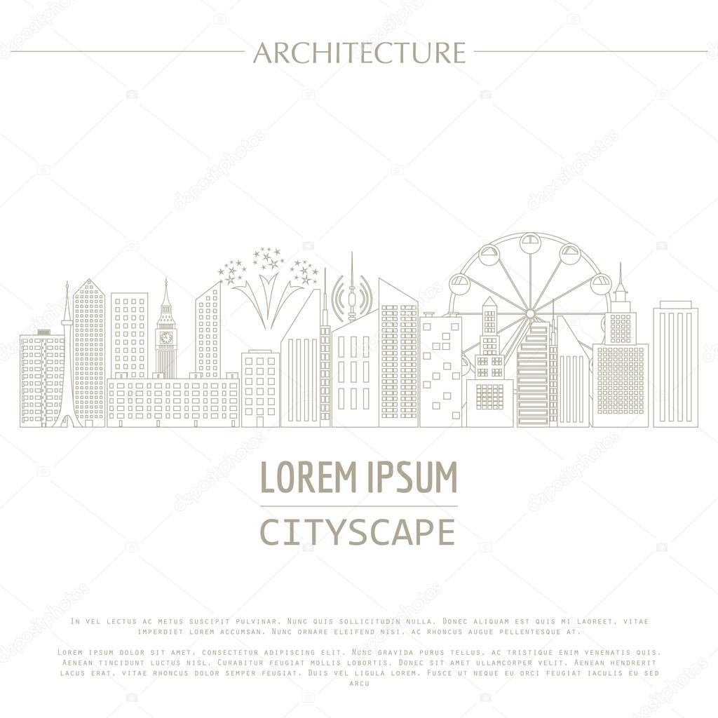 Cityscape graphic template. Modern city architecture. Vector ill Stock ...