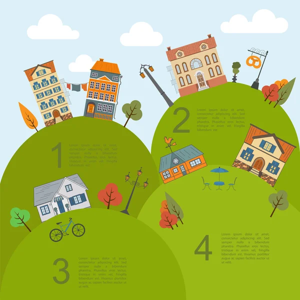 Cityscape conceptual graphic template. Urban, countryside, indus Stock ...