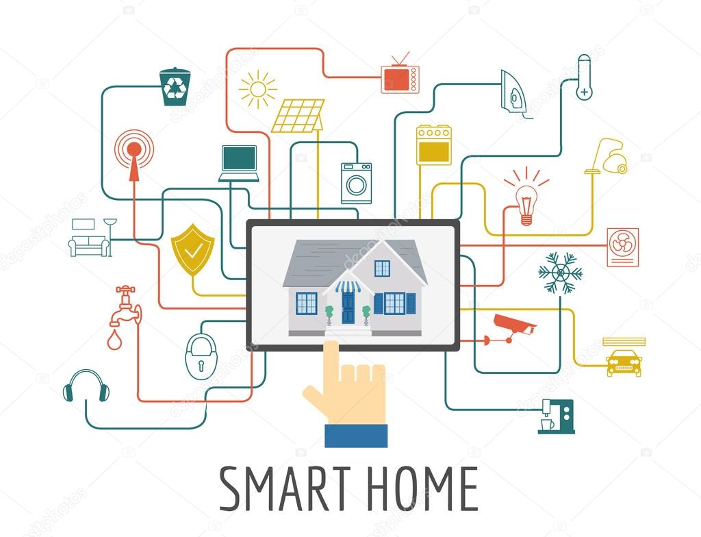 Eco friendly smart house concept. Infographic template. Flat sty ...