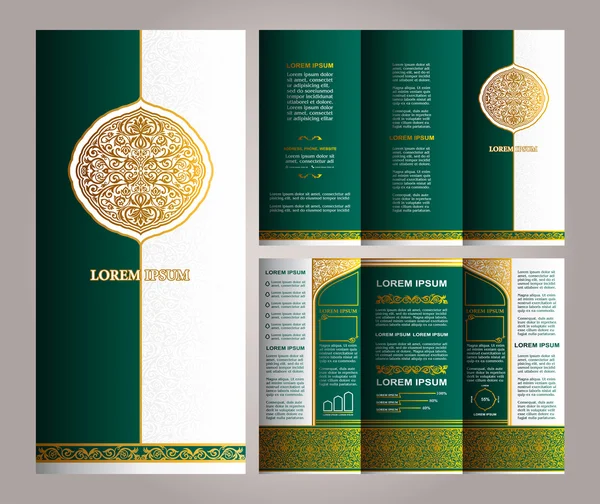 Vintage islamic style brochure and flyer design template with logo ...
