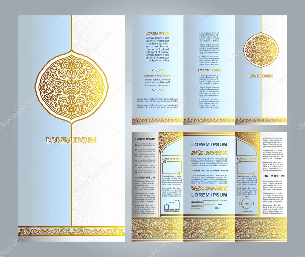 Vintage islamic style brochure and flyer design template with logo ...