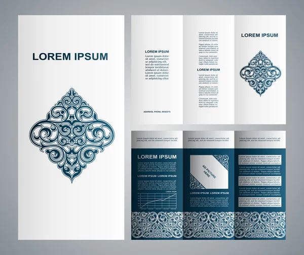 Vintage style brochure template design with modern art elements — Stock ...