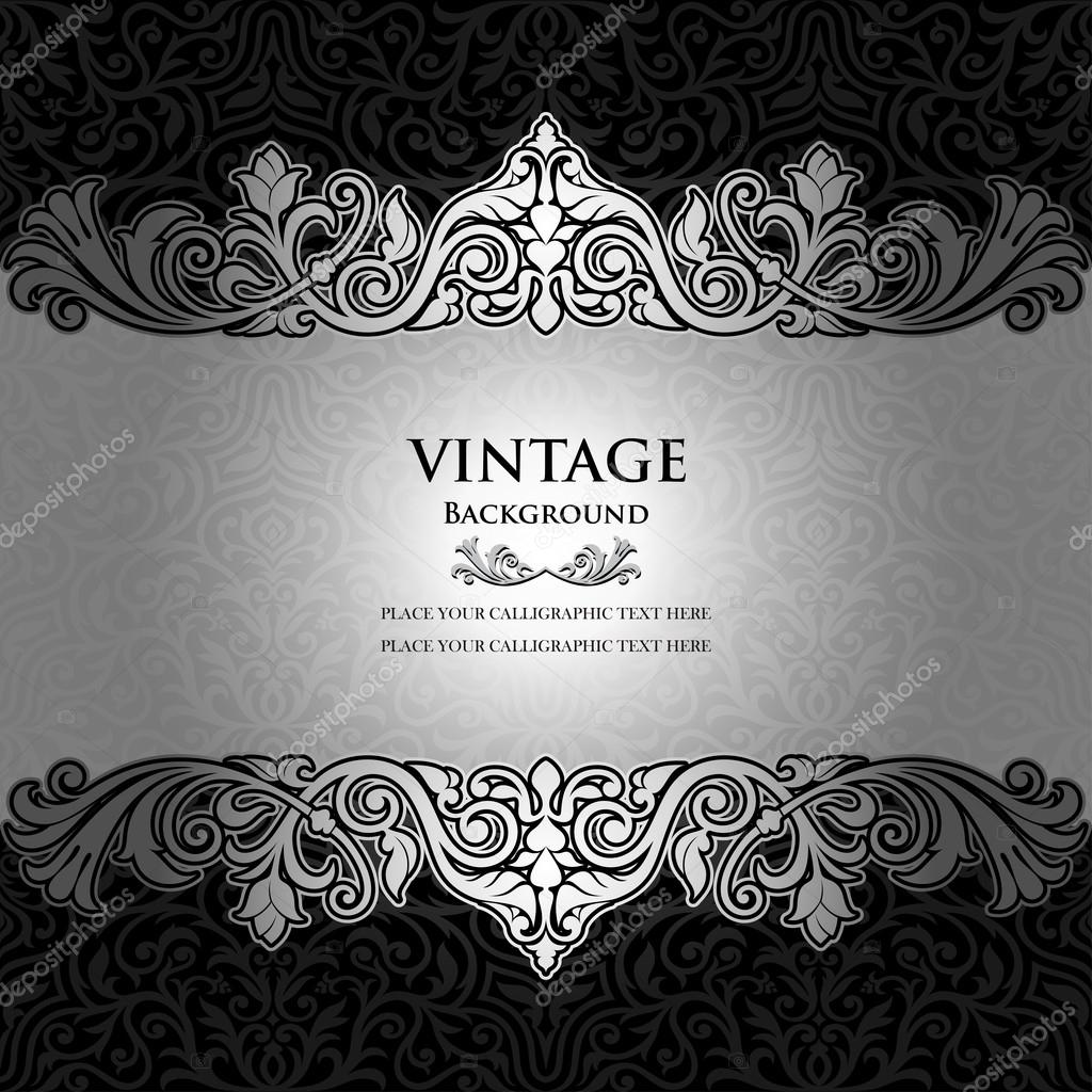 Vintage Ornamental background, Floral beautiful silver ornament ...
