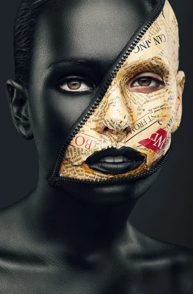 Woman with zip on face Stock Photo by ©alexannabuts 56322391