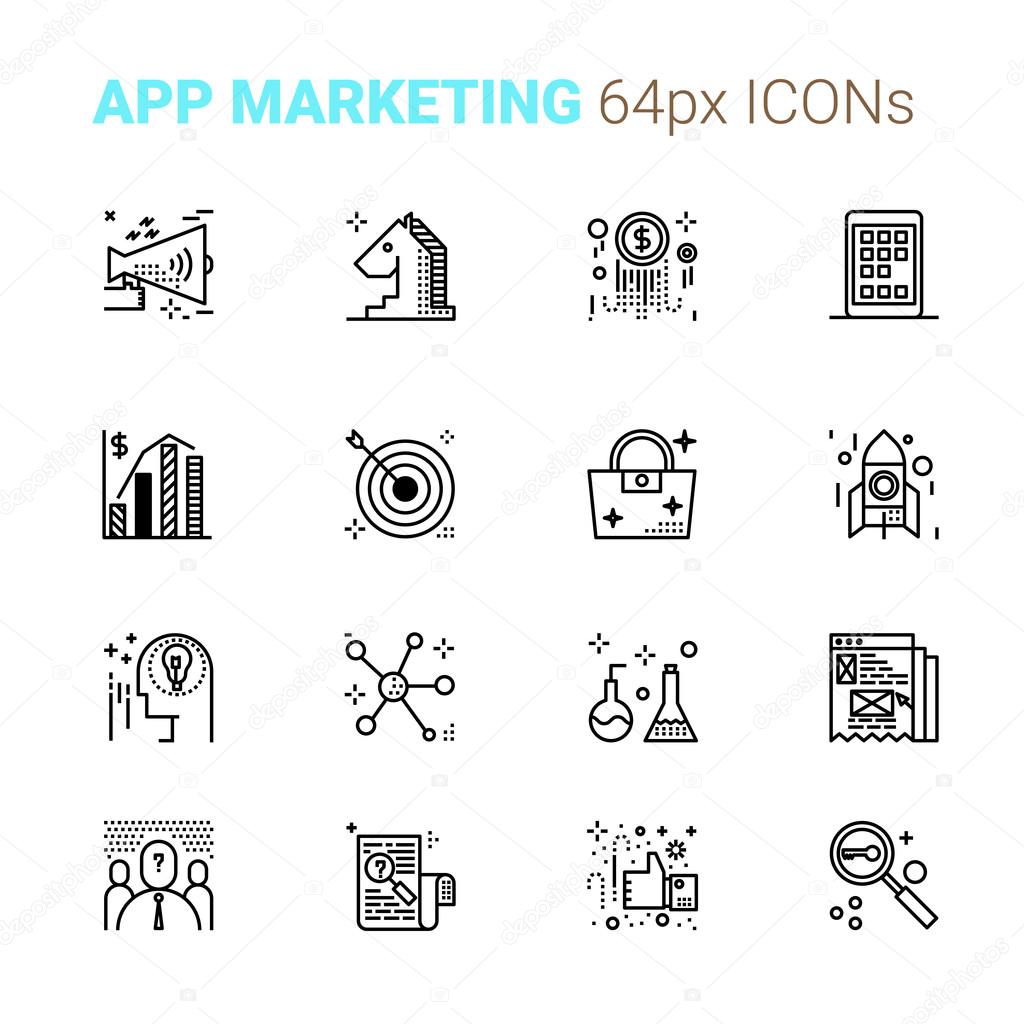 App Marketing pixel perfect icons Stock Vector by ©nongpimmy 101707362
