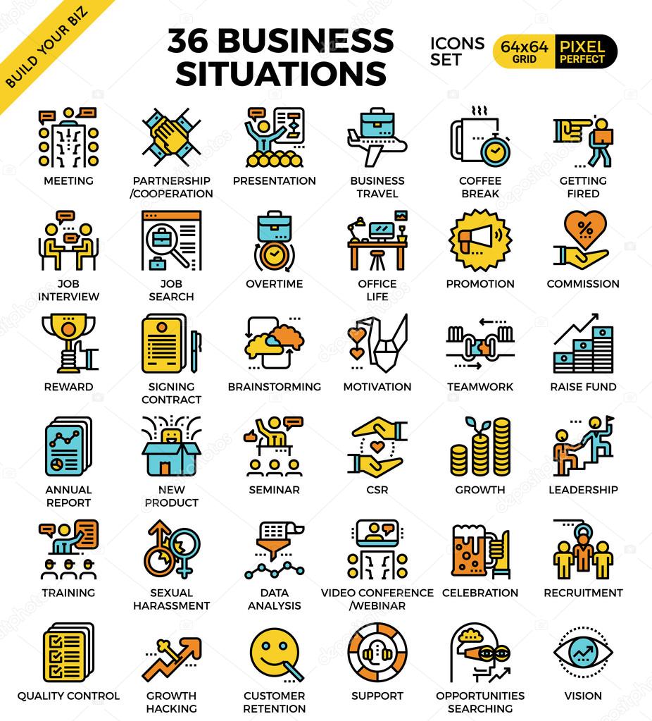 Business situations icons — Stock Vector © nongpimmy #112158652