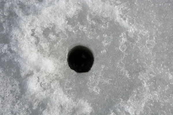Ice fishing- hole in the ice - Stock Image - Everypixel