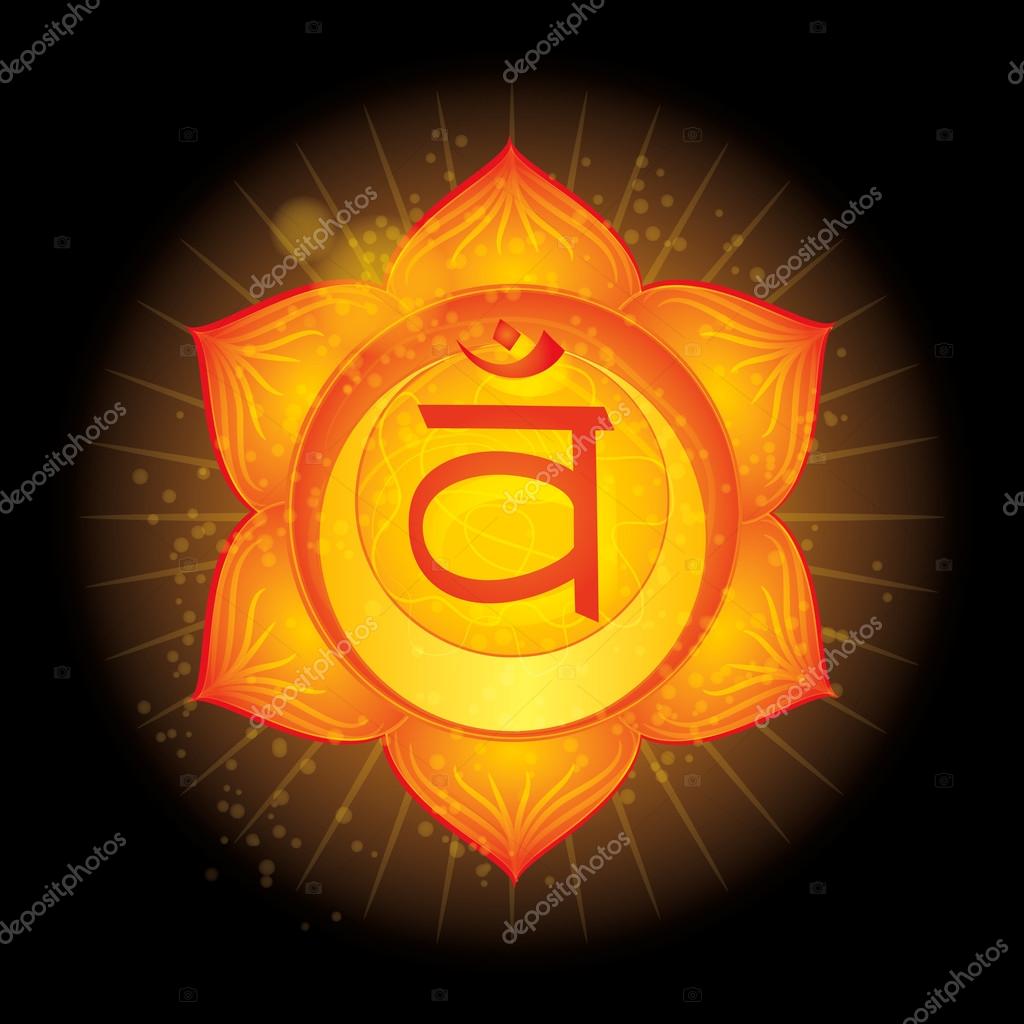 Chakra sacro (Svadhisthana). Icono de chakra brillante. El concepto de ...