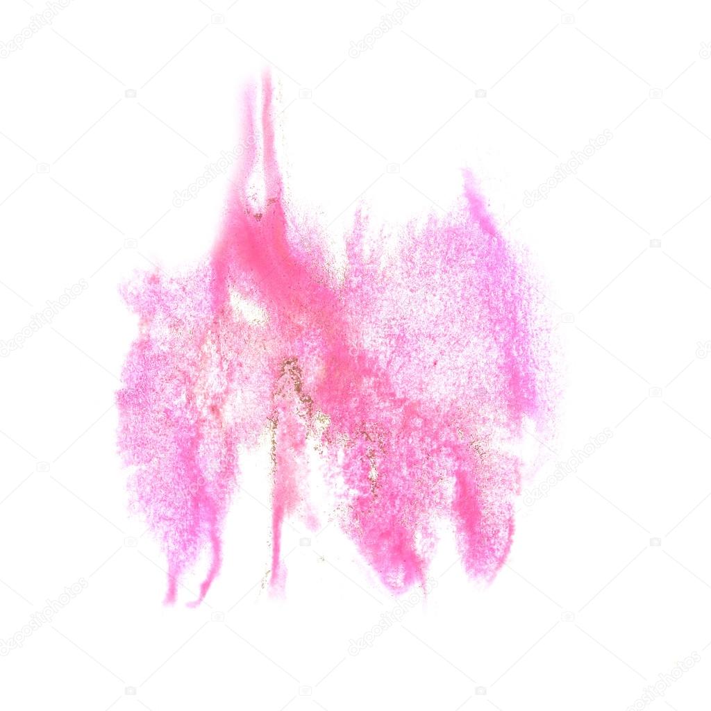 Ink blot splatter pink background isolated on white hand painted ...