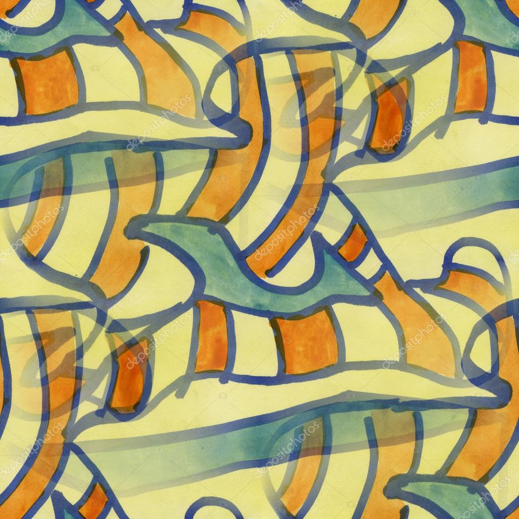 Cubism orange blue seamless texture watercolor background artist ...