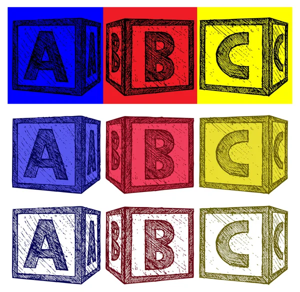 Cubos con letras imágenes de stock de arte vectorial | Depositphotos