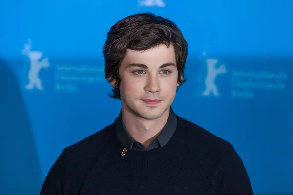 Logan Lerman Black And White Smiling