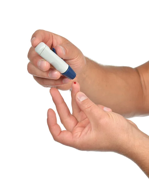 Diabetes diabetic concept finger prick for glucose sugar measuri Stock ...