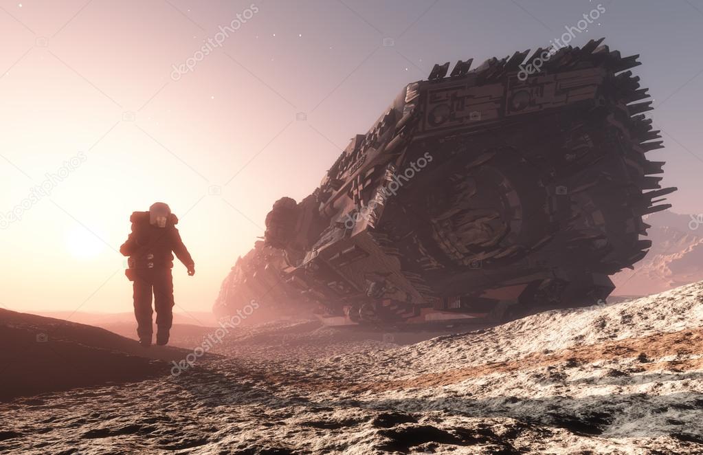 Astronaut and Spaceship crashed — Stock Editorial Photo © Iurii #86729594