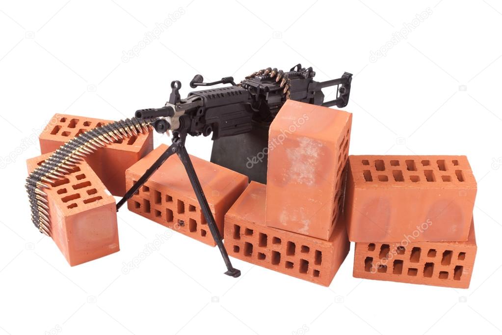 M249 machine gun on position — Stock Photo © zim90 #58678841