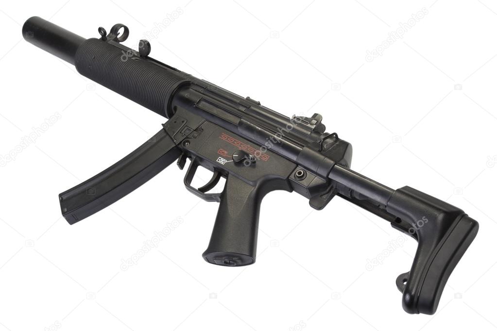 Submachine gun MP5 with silencer Stock Photo by ©zim90 80422248
