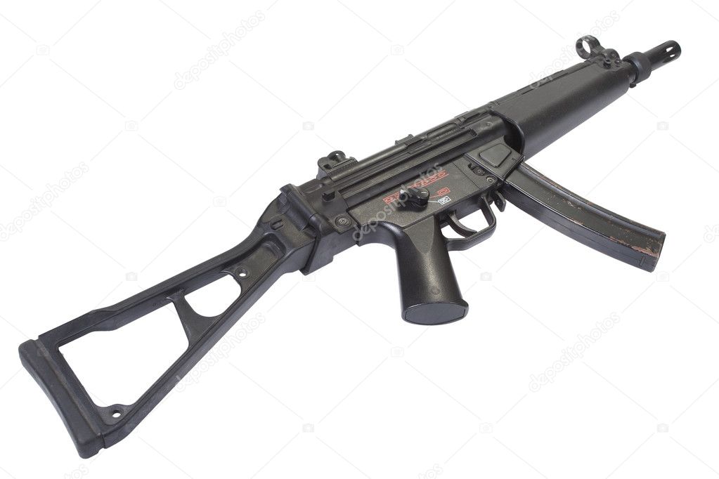 Submachine gun MP5 on white background — Stock Photo © zim90 #80423560