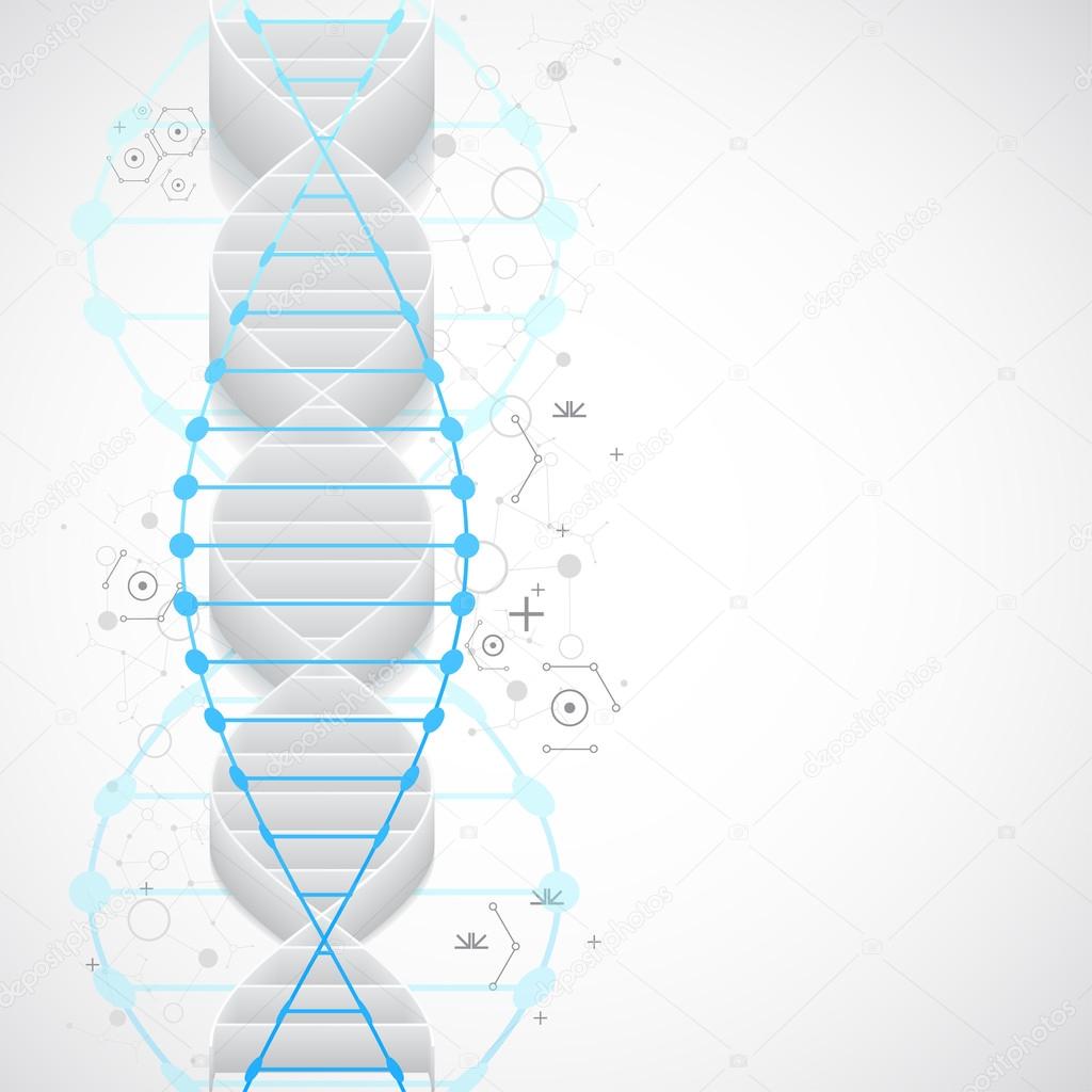 Science template with 3D DNA molecules. Stock Vector by ©KrulUA 116266160