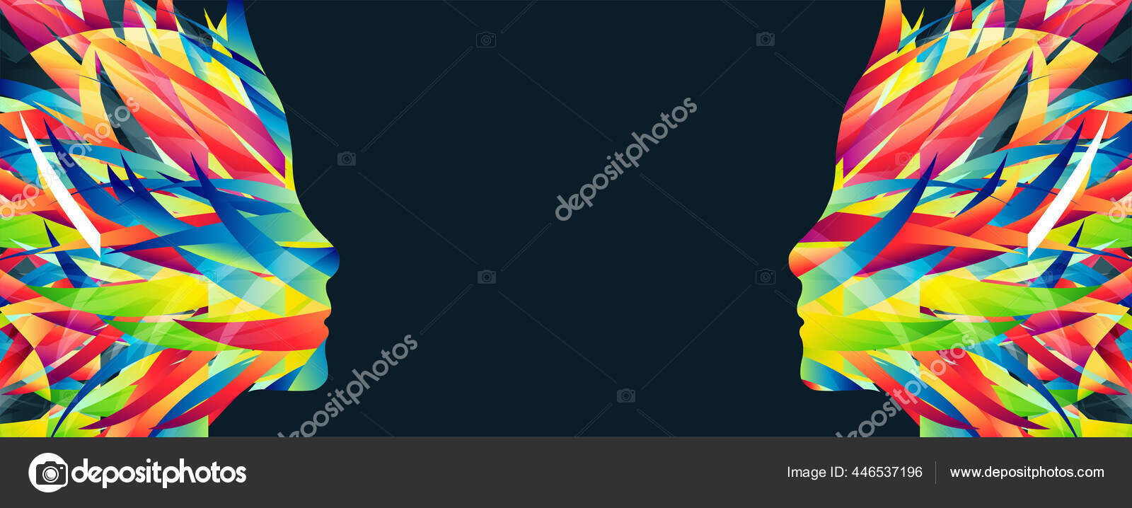 Silhouette Human Head Made Help Colored Waves Stock Vector by ©KrulUA ...