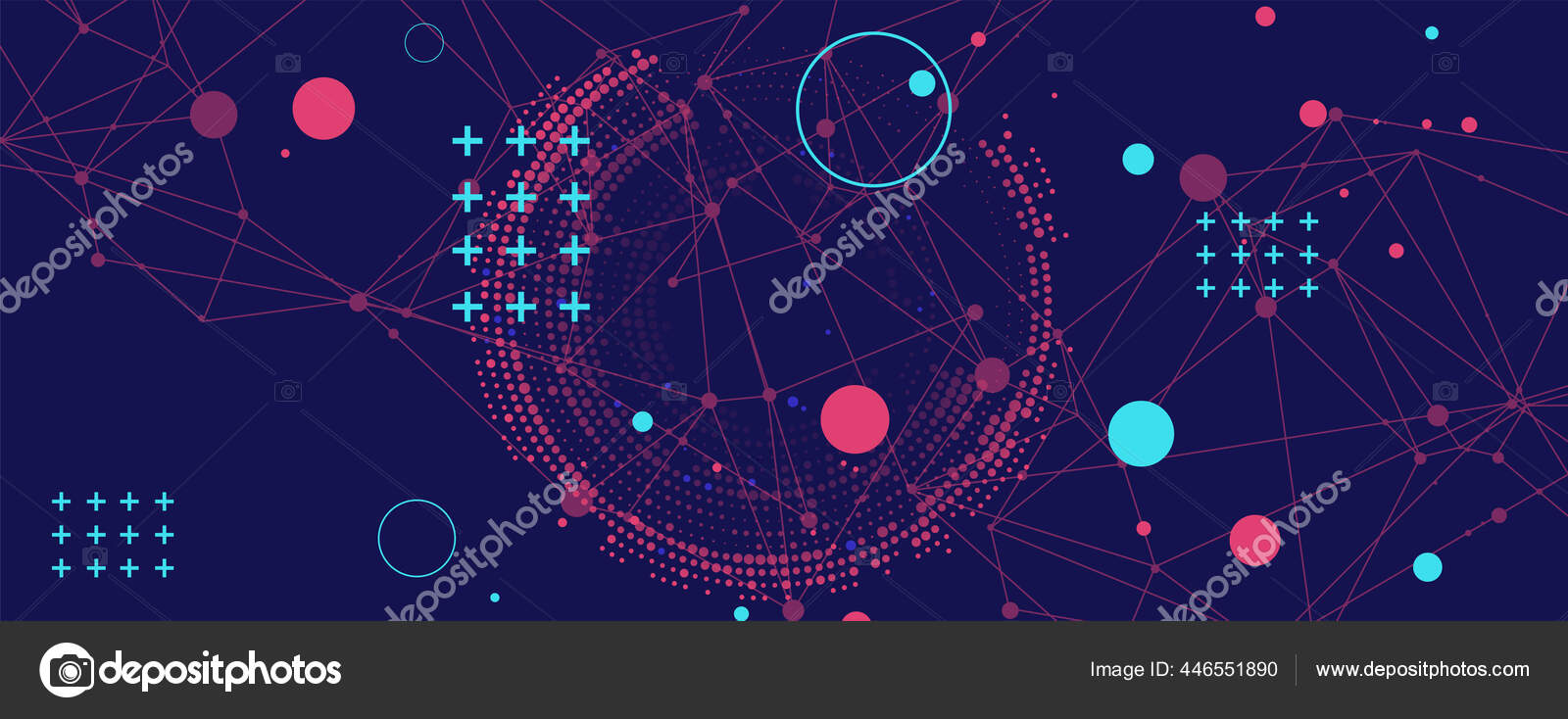 Halftone Science Background Connecting Dots Lines Digital Data Visualization Stock Vector Image ...