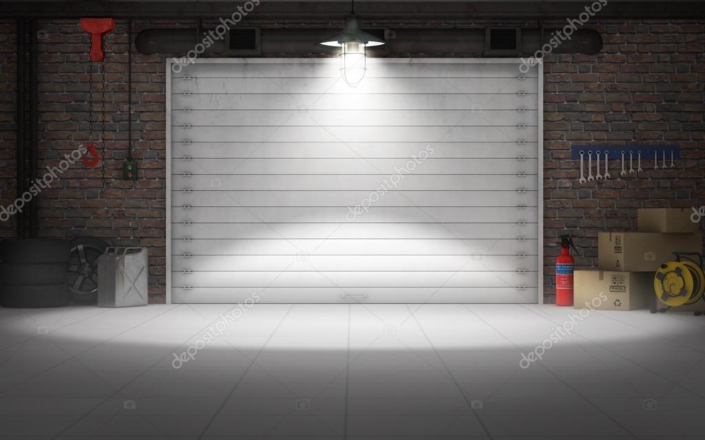 Latar belakang garasi perbaikan mobil kosong. Rendering 3d — Foto Stok ...