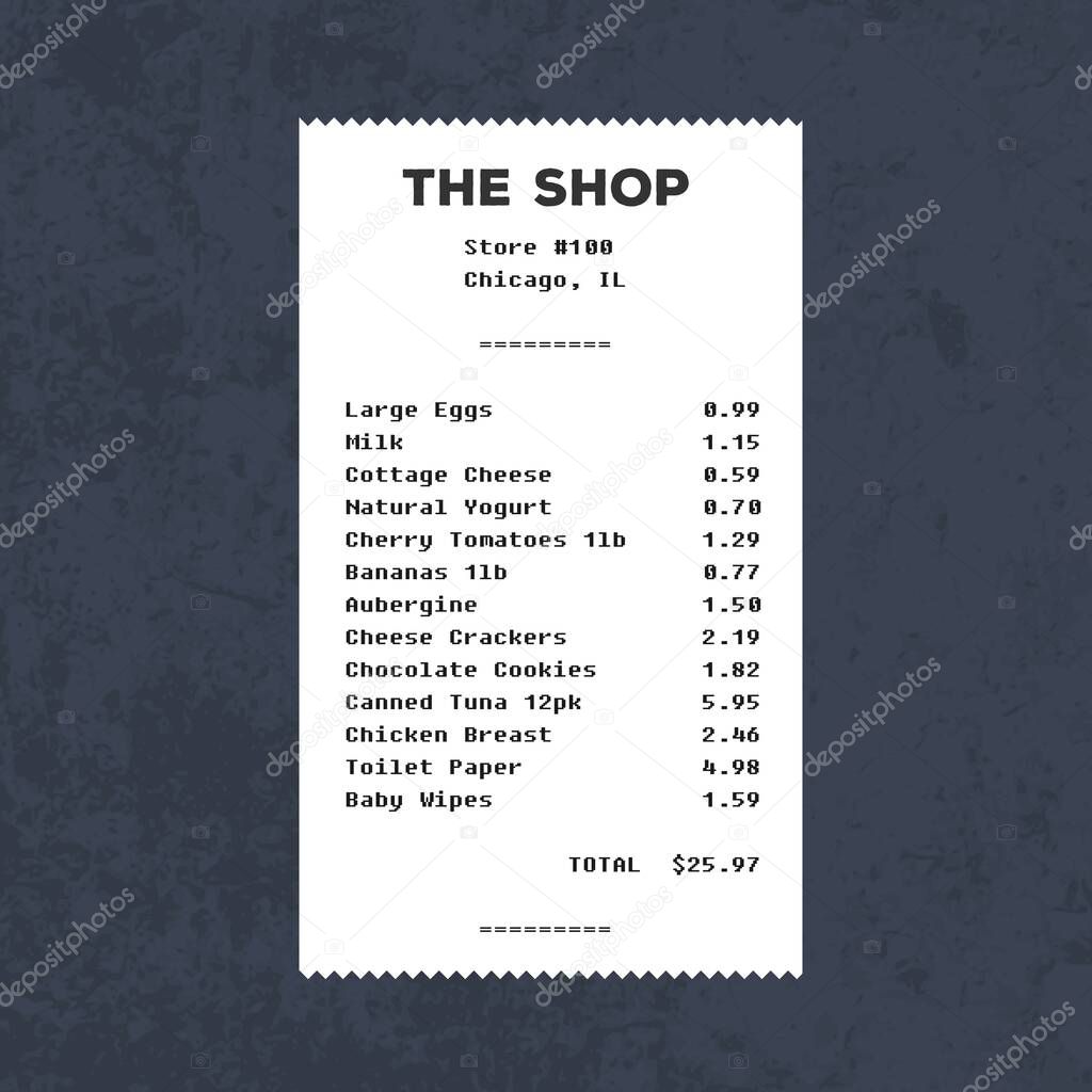 Plantilla de ilustración de vectores de recibo de papel de supermercado ...