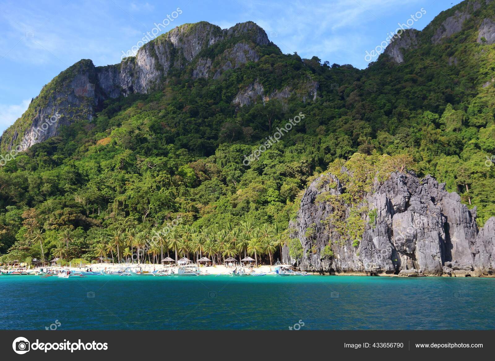 Beach Landscape Palawan Island Philippines Seven Commando Beach Stock ...