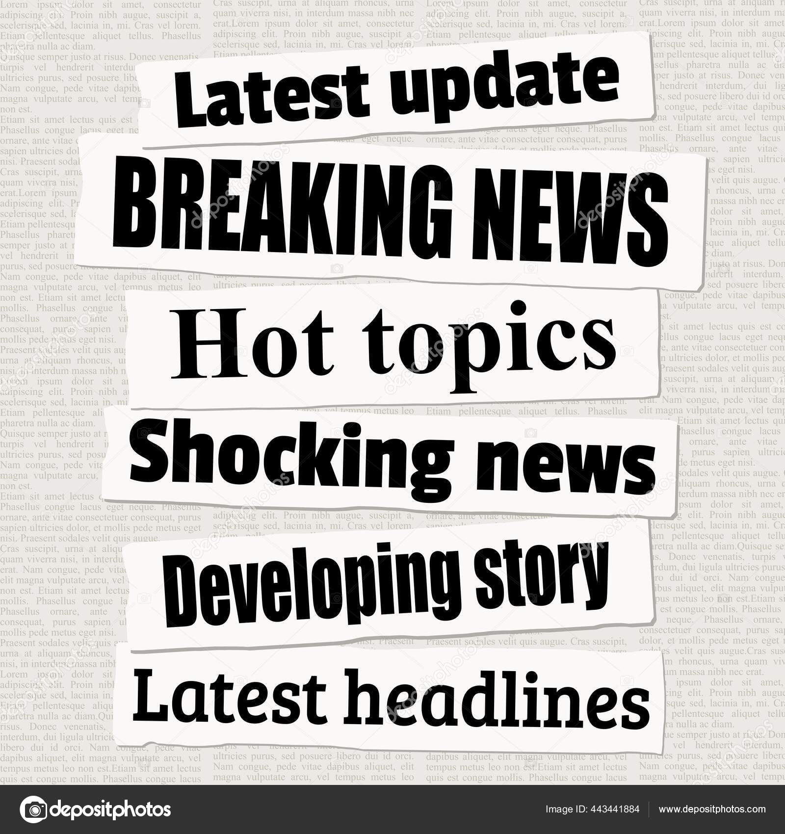 Breaking News Headline Collection Vector Illustration Newspaper Titles ...