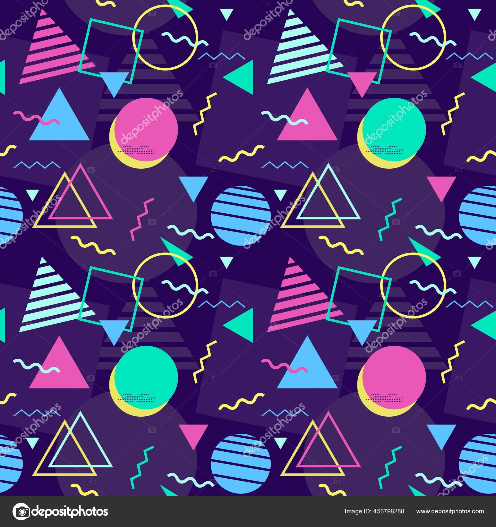 Fashion Design 1990 Style Pattern 80S 90S Style Geometric Memphis Stock ...