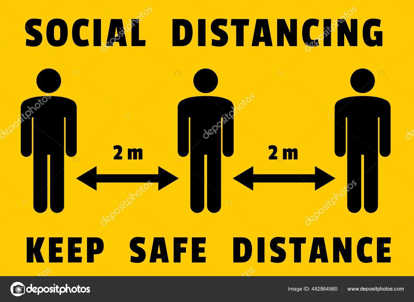 French Language Social Distancing Sign Vector Distanciacion Sociale ...