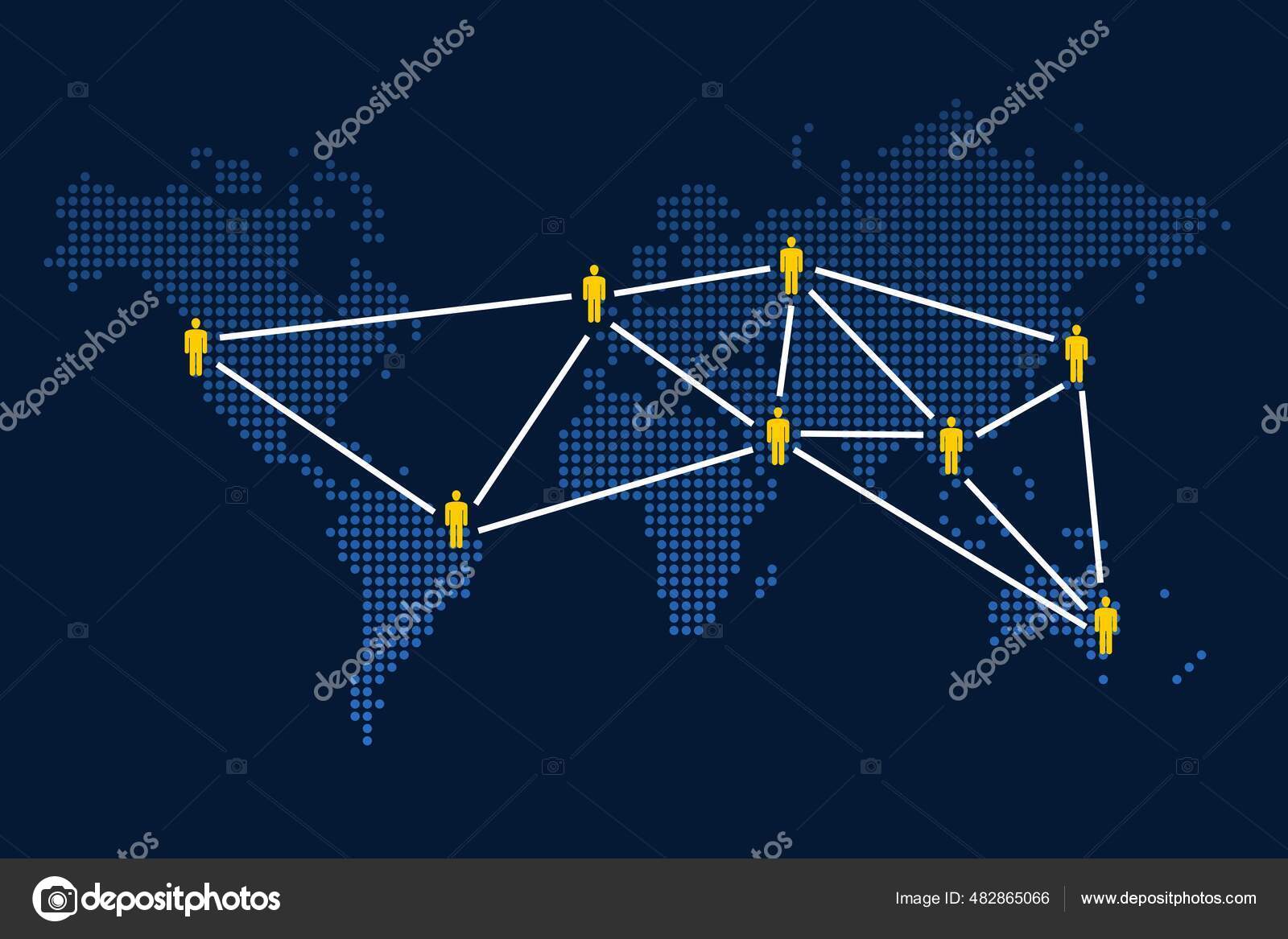 World Map Connections People Network Dotted World Map Vector Global ...