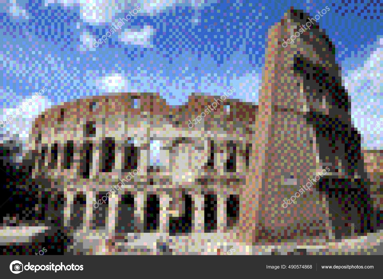 Pixel Art Bit Style Graphics Rome Italy Colosseum — Stock Photo ...