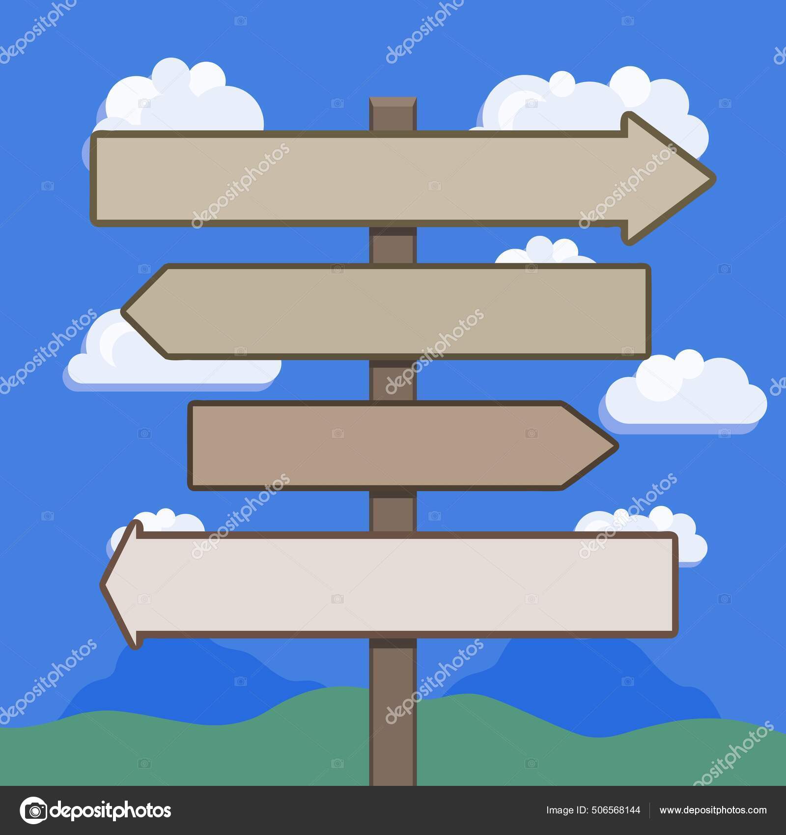 Simple Vector Blank Direction Signs Landscape Background Vector ...