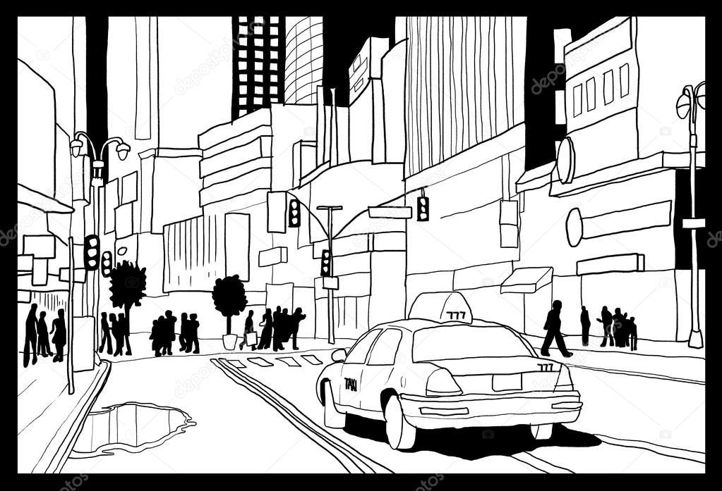 Dessin de Times Square — Image vectorielle tupungato © #70017055