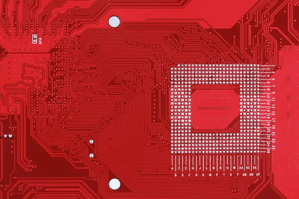 Red circuit board texture background of computer motherboard — Stock ...