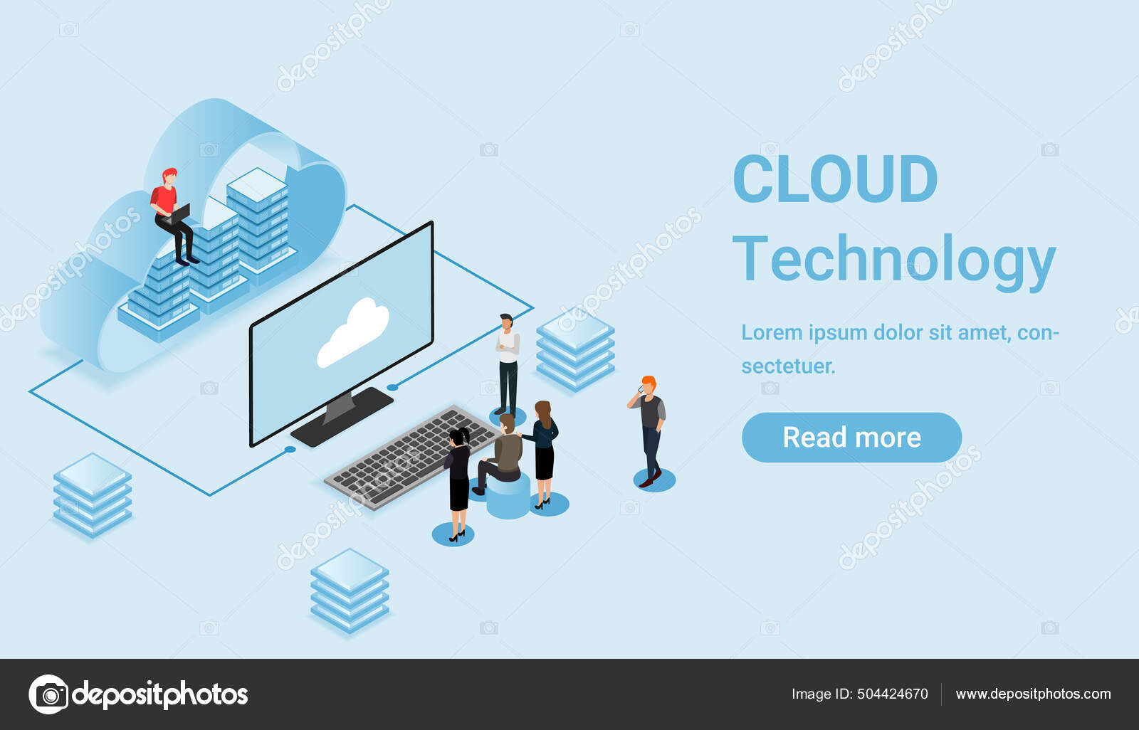 Working People Computer Smartphone Cloud Technology Concept Stock ...