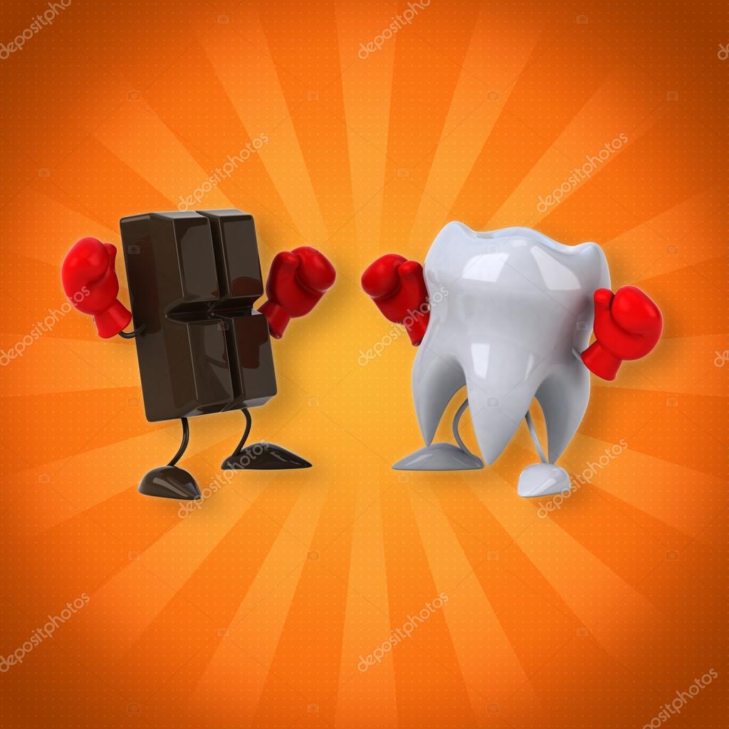 Cartoon Tooth fight with chocolate Stock Photo by ©julos 104068332